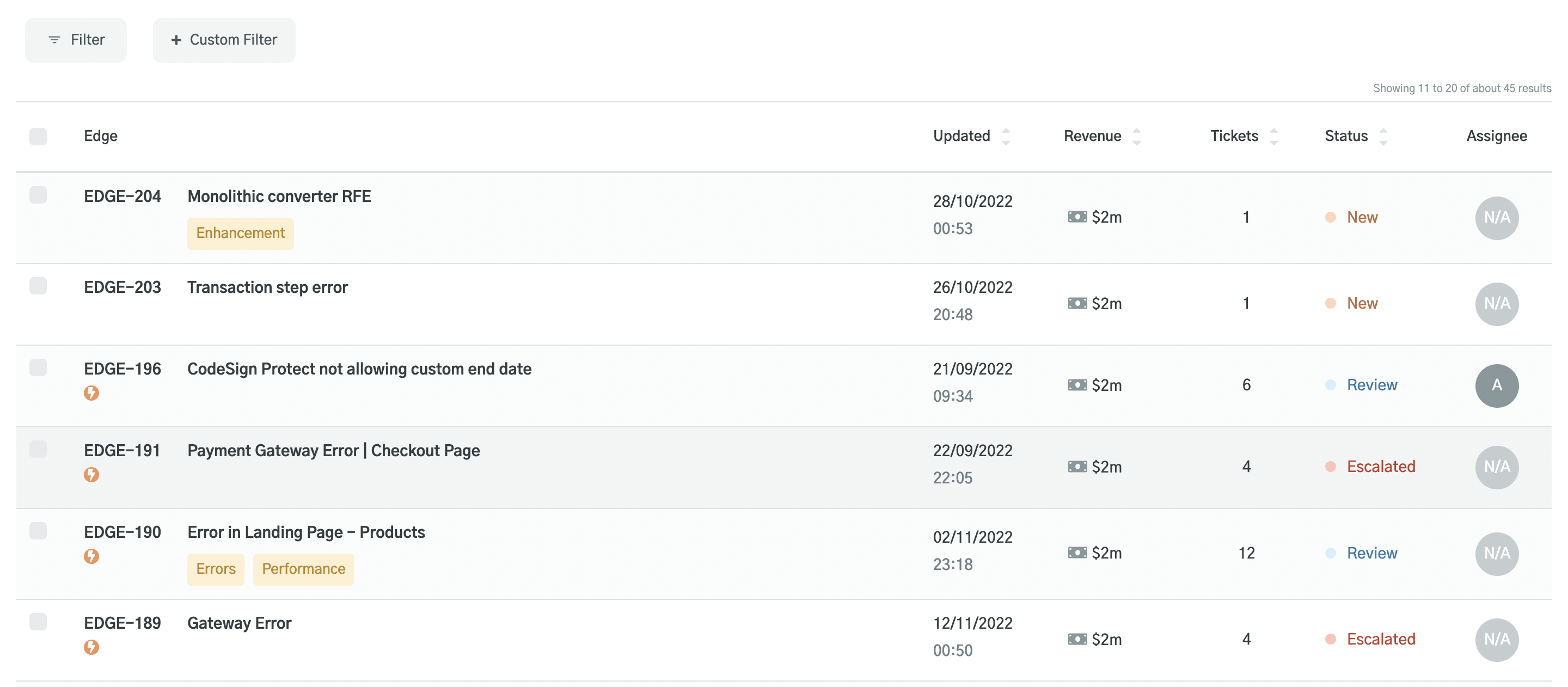 Edges Page & Filters 📃 – AptEdge