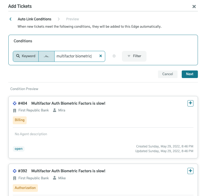 Keyword Filters to Link Tickets Automatically – AptEdge
